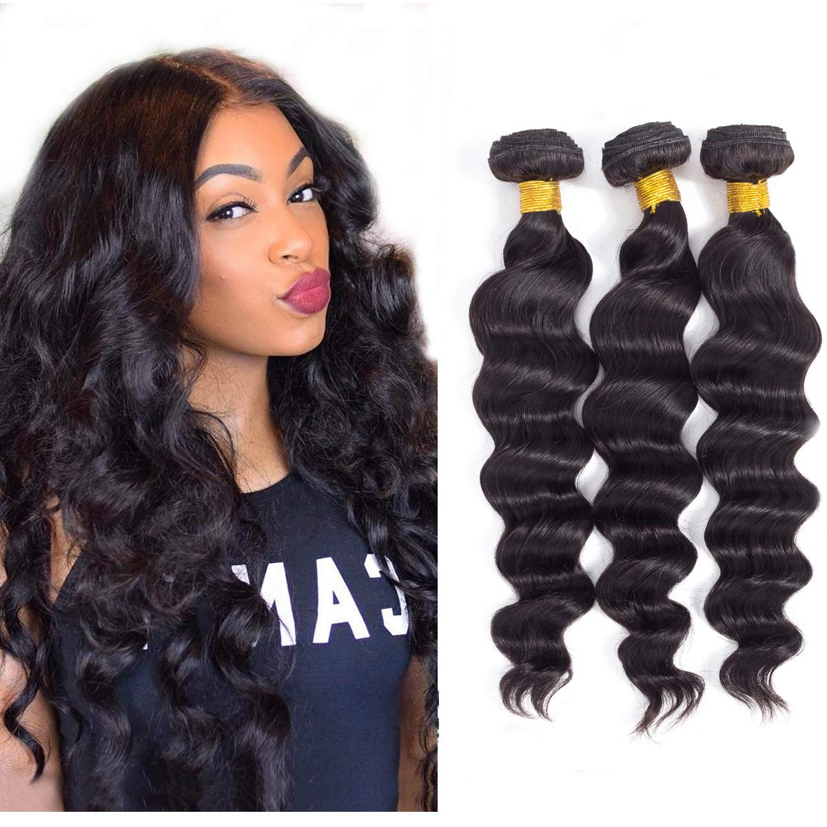 Brazilian Loosewave Bundles w Closure Rebel Hair Beauty